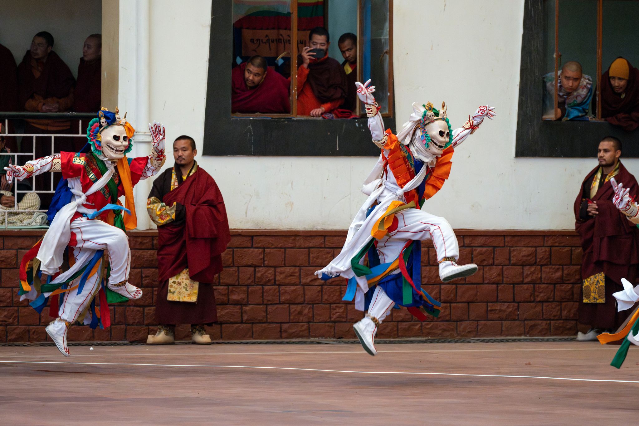 Wrathful deities are invoked in a Tibetan Buddhist dance in a monastery ...